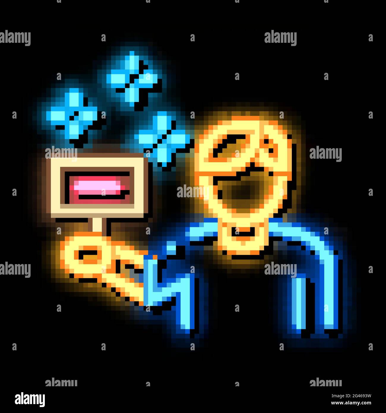 bidder holding sign neon glow icon illustration Stock Vector Image ...