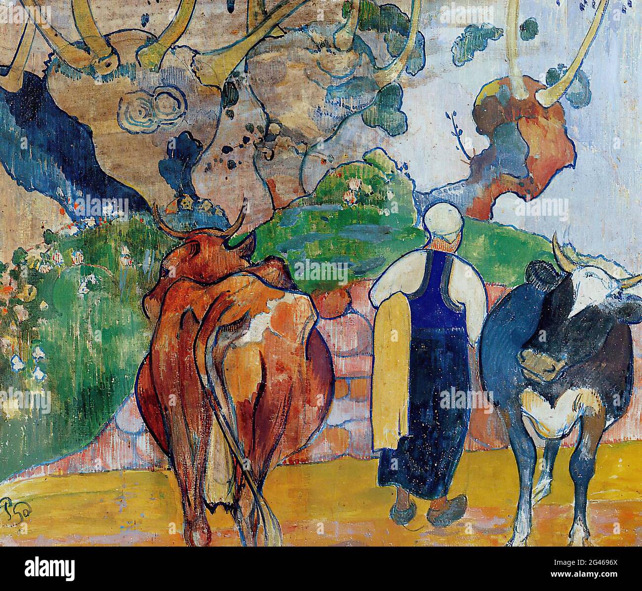 Paul Gauguin - Peasant Woman Cows Landscape 1890 Stock Photo - Alamy