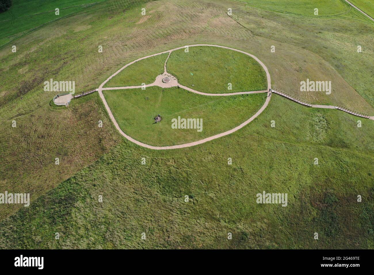 Historical mound Satrija in Samogitia, Lithuania, aerial view Stock ...