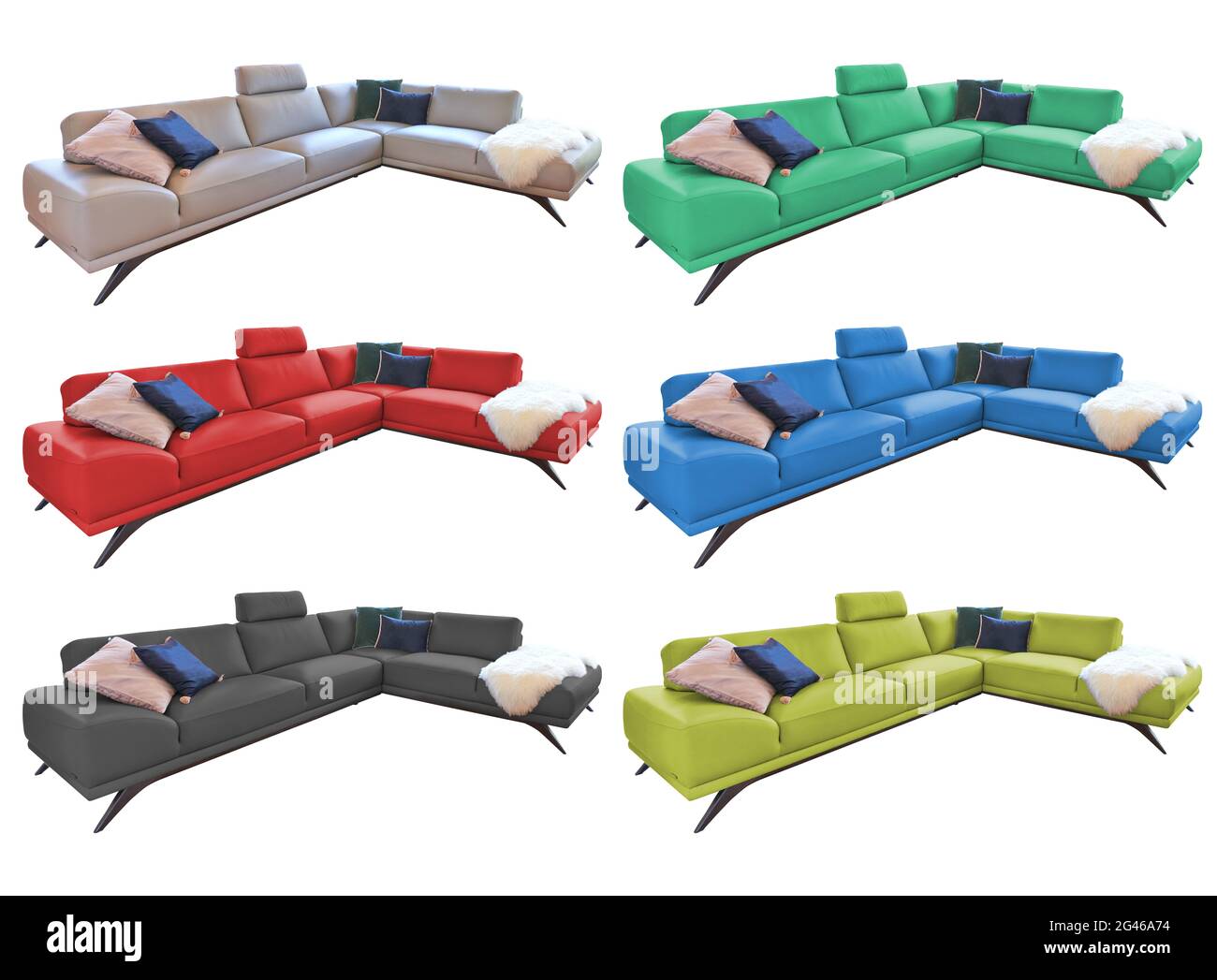 Different color of Corner cotton couch isolated with path Stock Photo ...