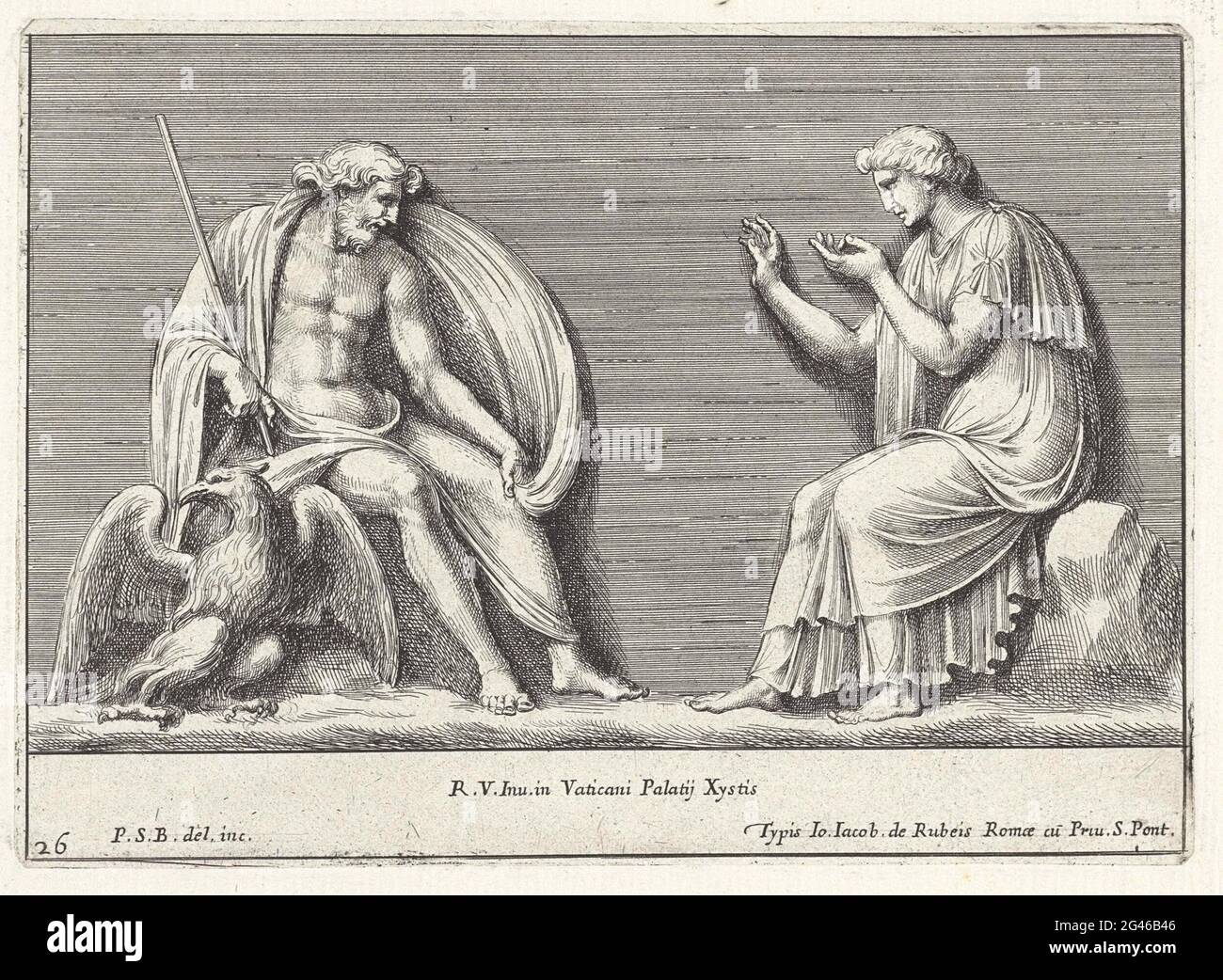 Jupiter and a women's figure; Reliefs in the Loggia of Rafael. Jupiter ...