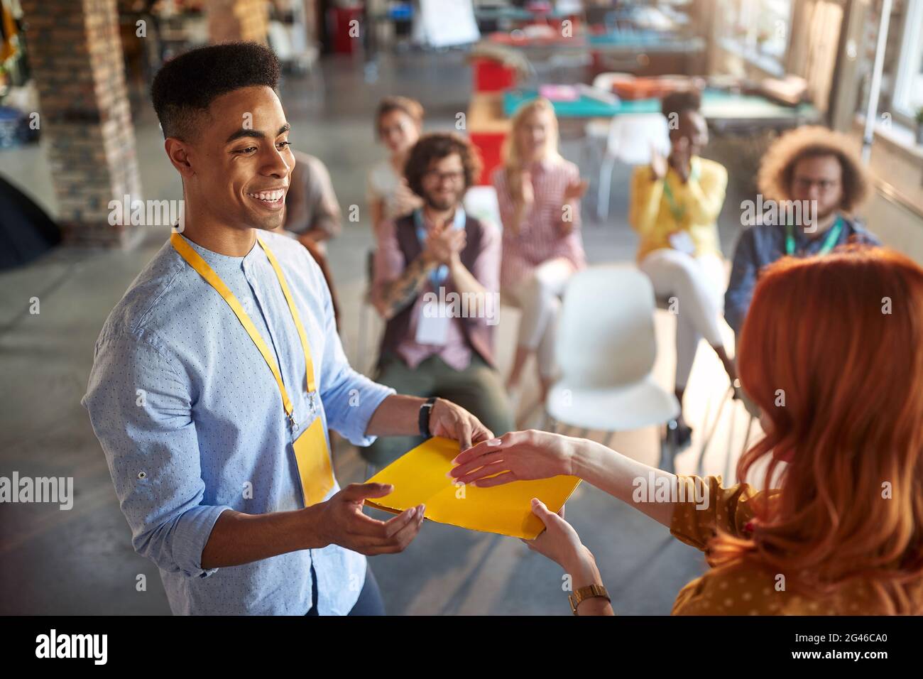 Successful employees sitting desk hi-res stock photography and images ...