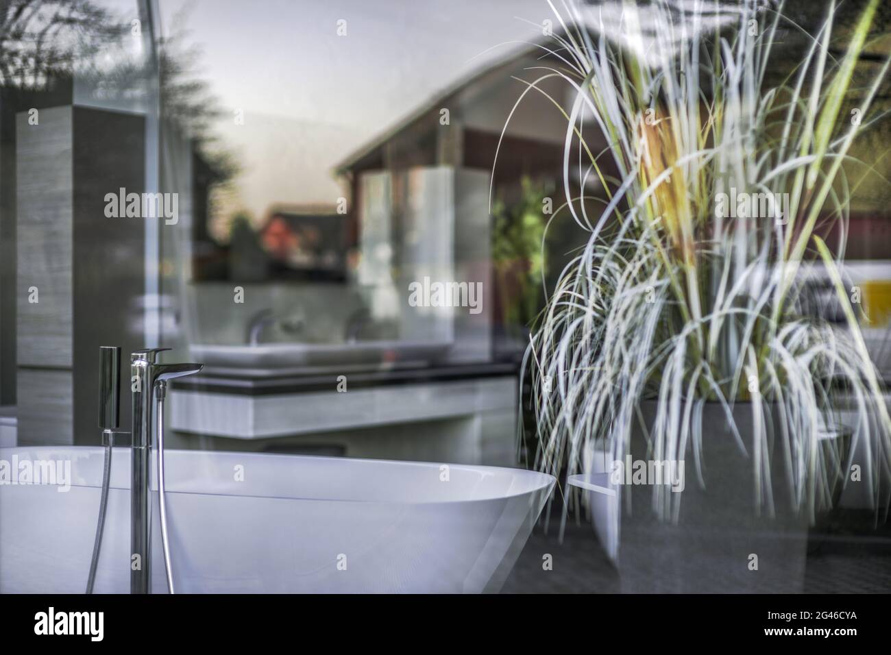 Reflection in the bathroom Stock Photo - Alamy