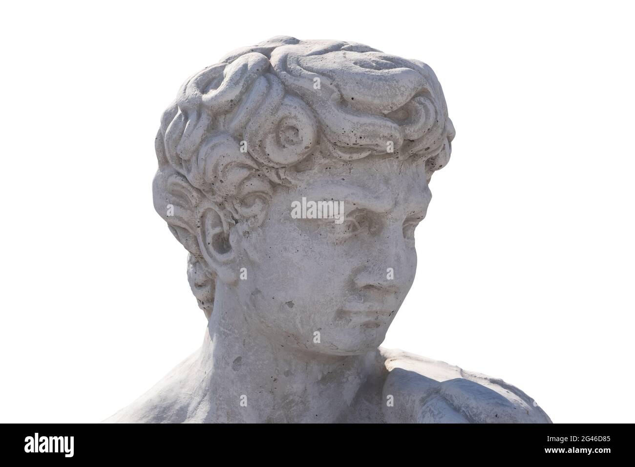 Ancient man's head stone sculpture on white background Stock Photo - Alamy