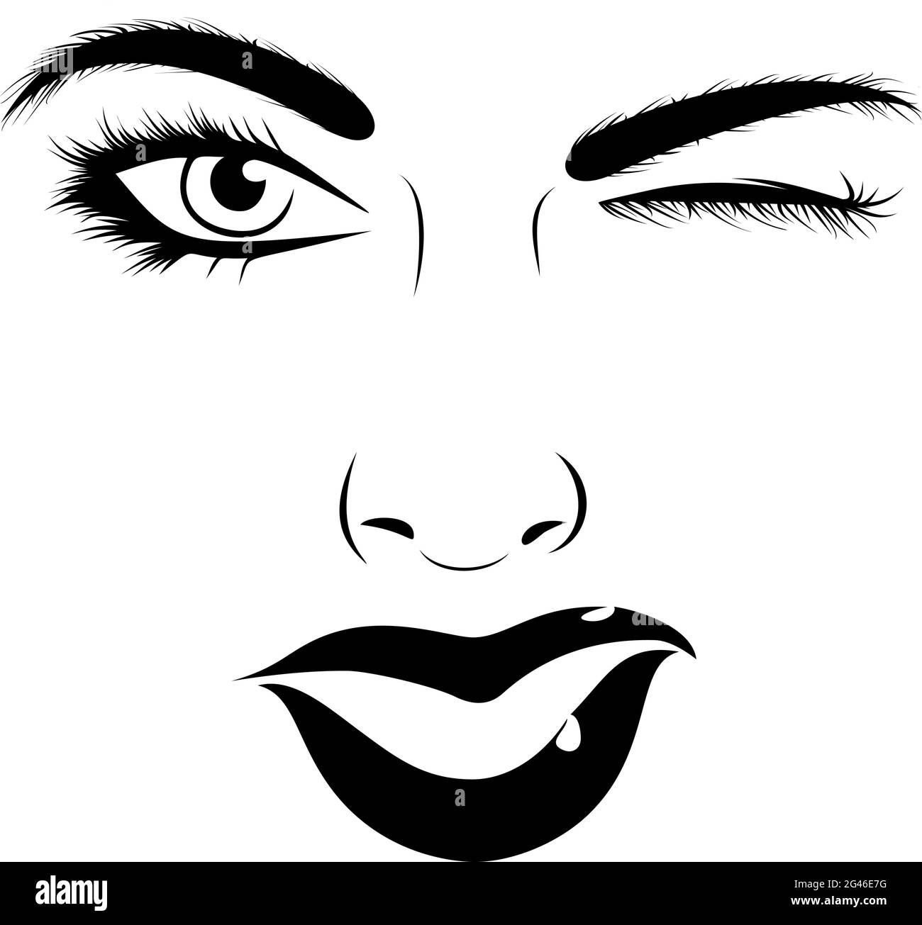 Woman Face Give A Wink Vector Illustration Stock Vector Image And Art Alamy