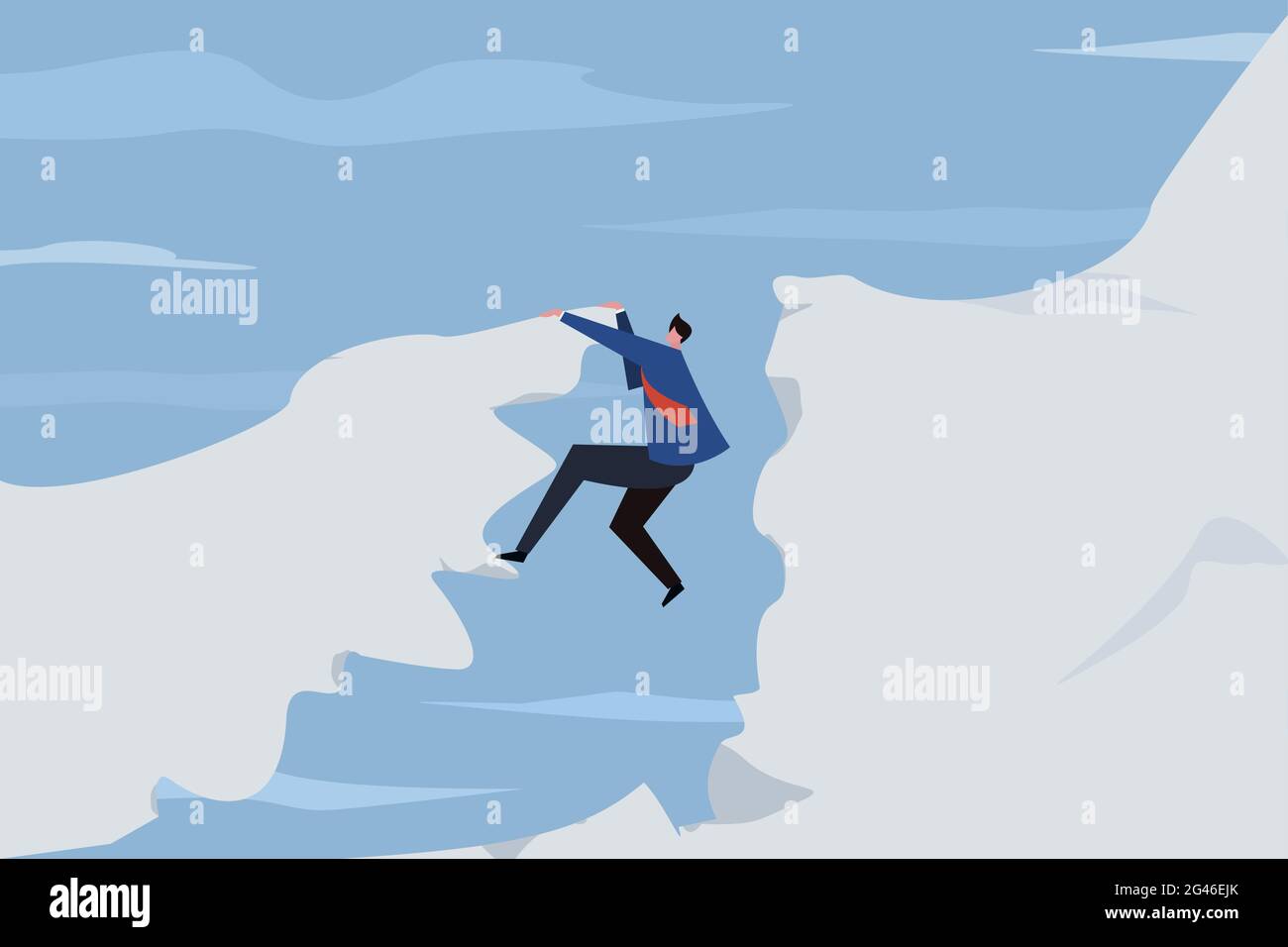Man hanging on cliff Stock Vector Images - Alamy