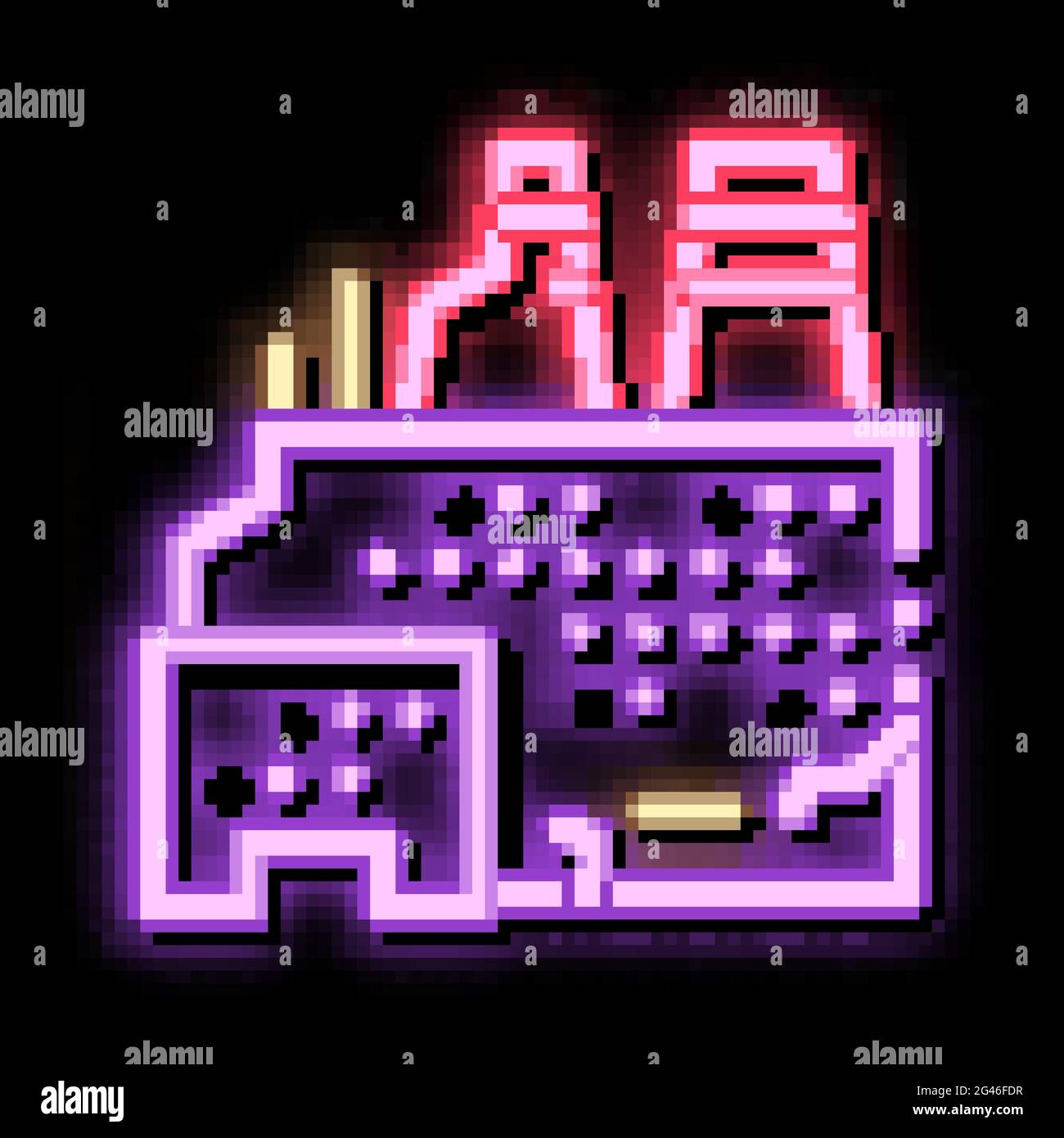 destroyed nuclear power plant neon glow icon illustration Stock Vector ...