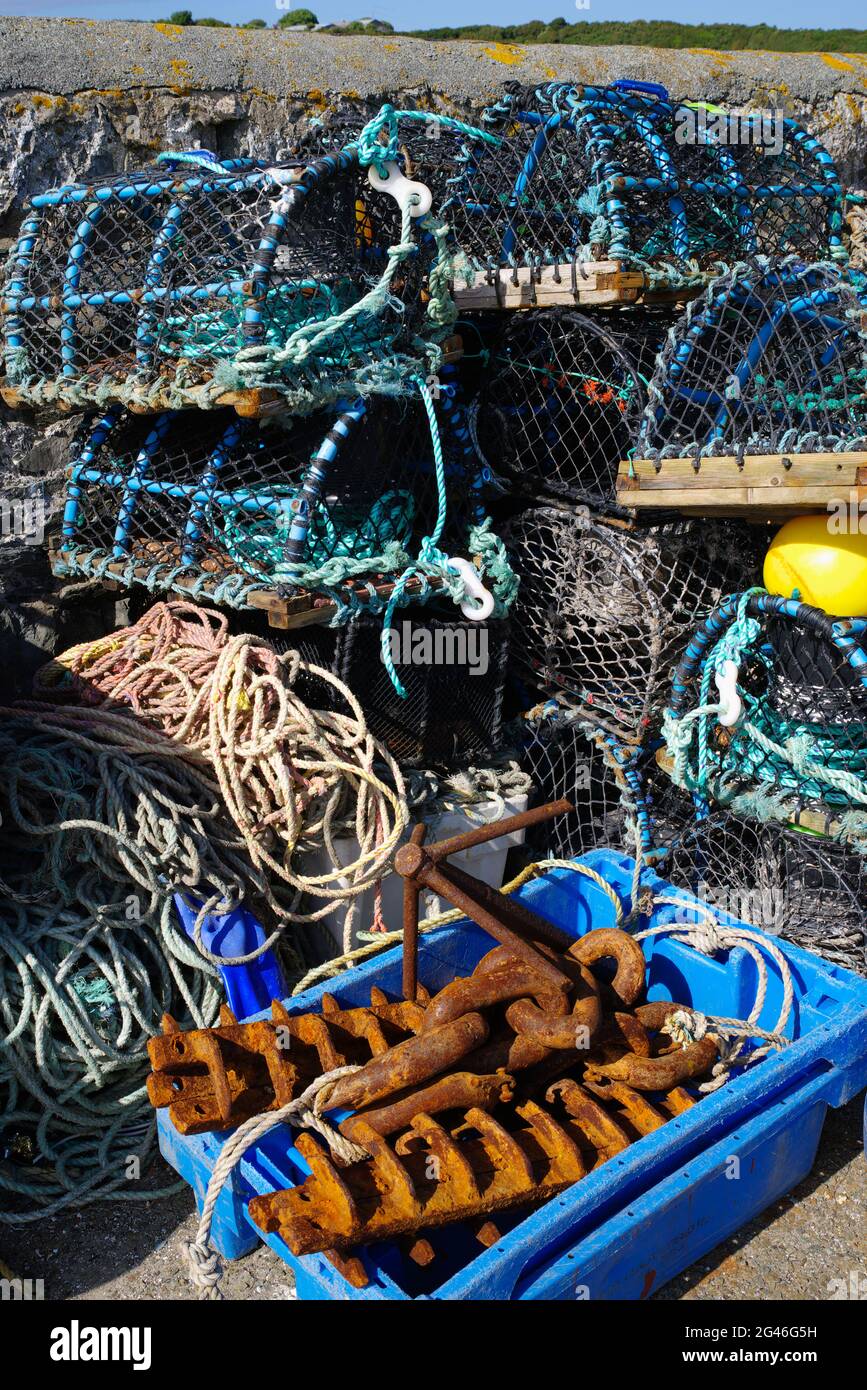 Lobster Pots, Cemaes Bay, North Wales Stock Photo - Alamy