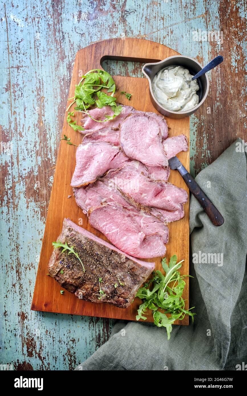 Modern style traditional lunch meat with sliced cold cuts roast beef ...