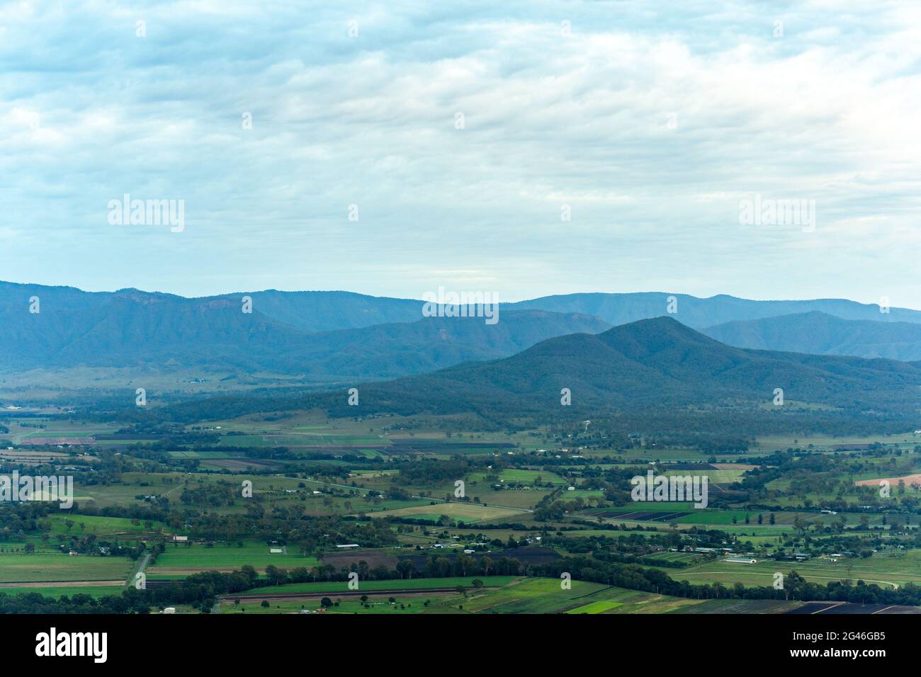Mountain range and farmland view from mount french national park ...