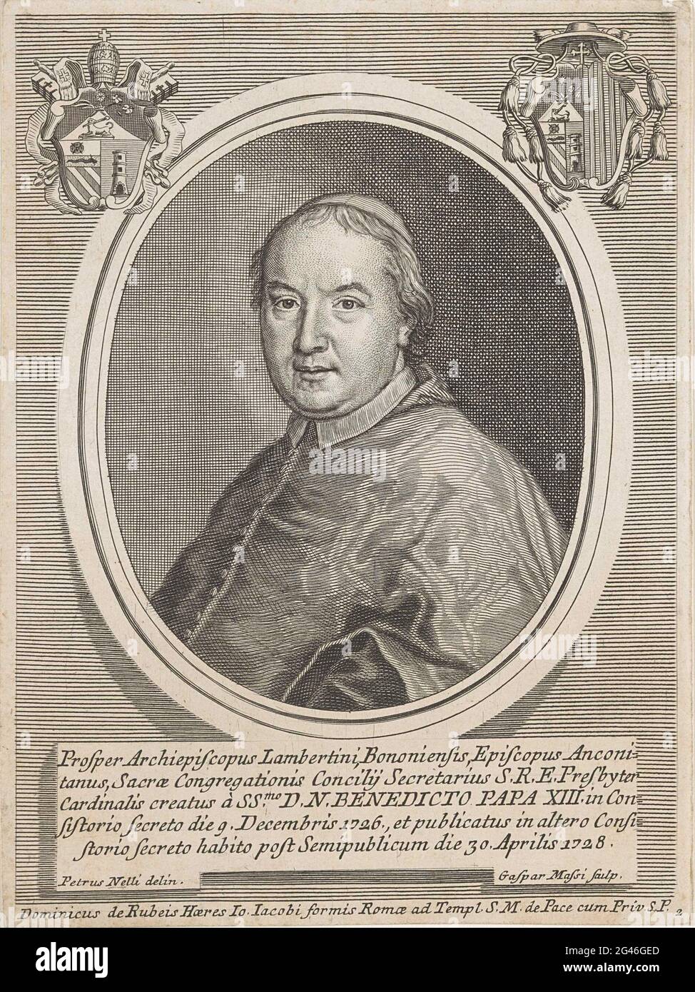 Portrait of Cardinal Prospero Lorenzo Lambertini, the later Pope ...