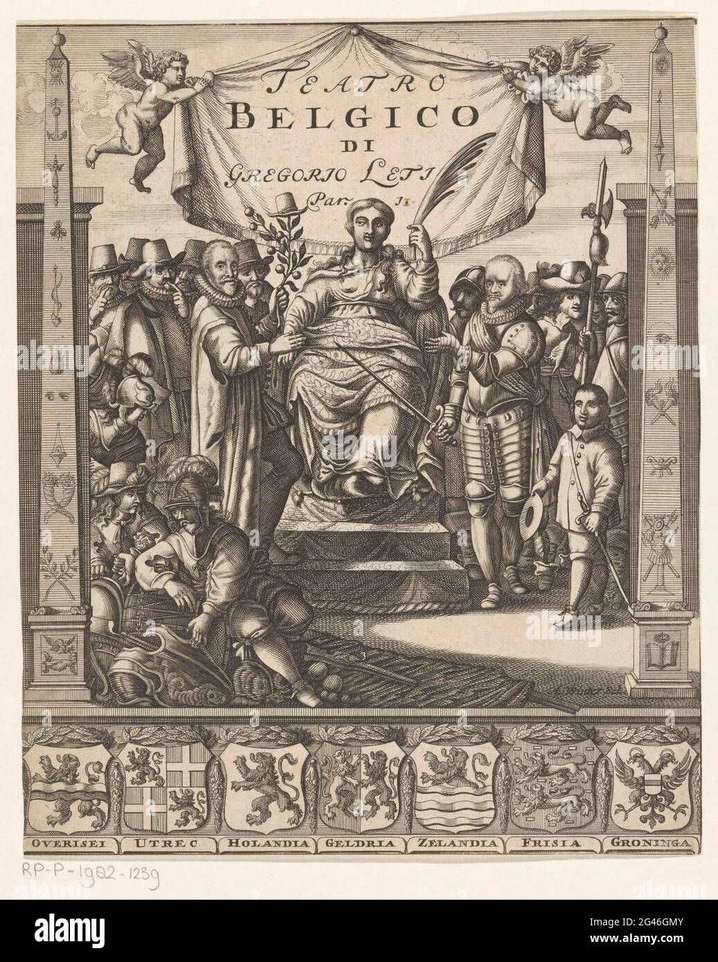Allegorical show with Princes of Orange Willem I and Maurits; Title ...