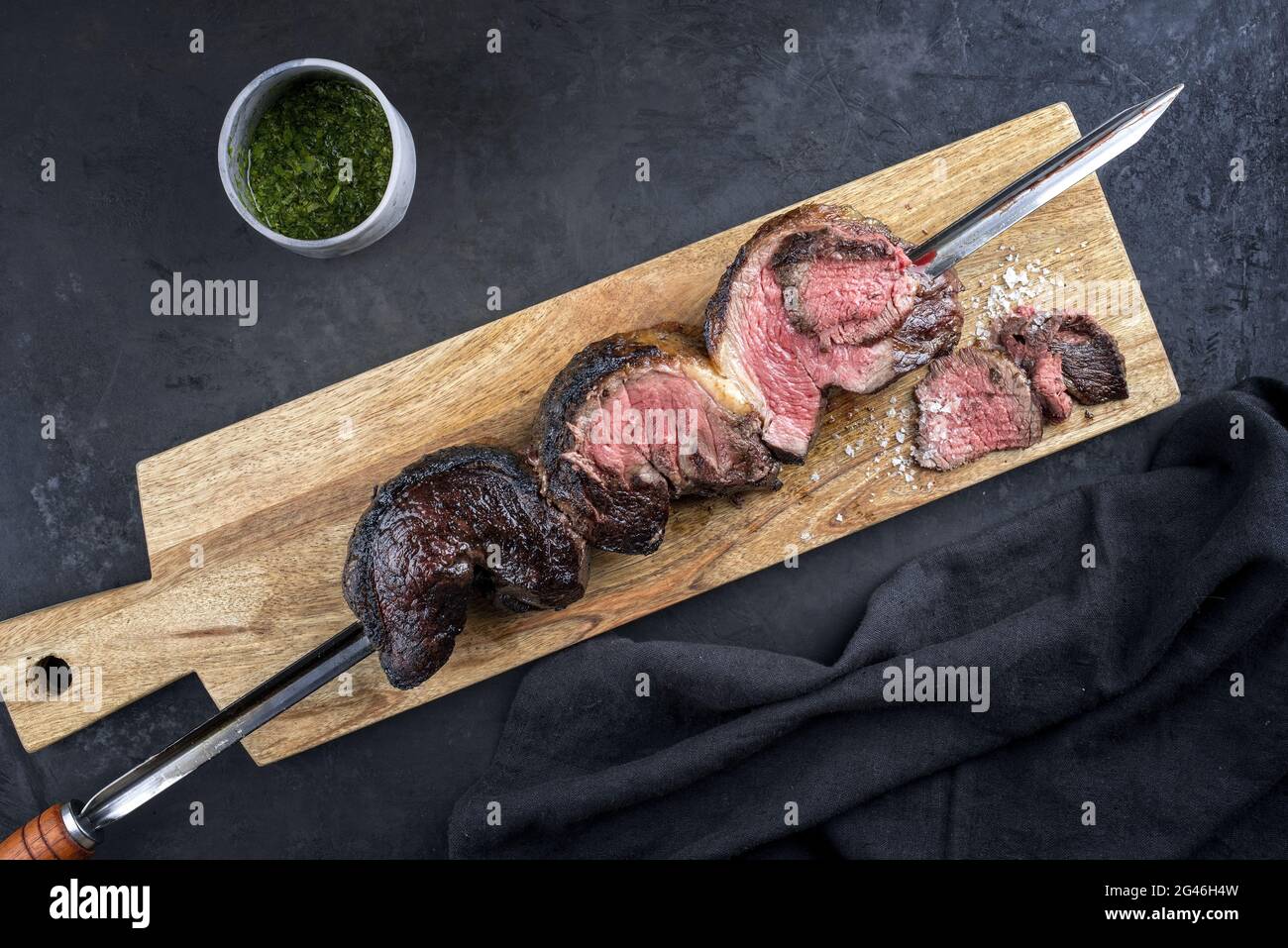 Barbecue dry aged wagyu Brazilian picanha from the sirloin cap of rump ...