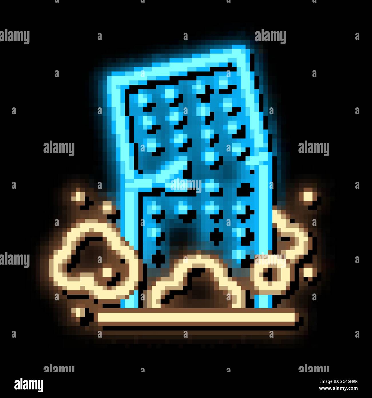 high-rise building collapse neon glow icon illustration Stock Vector ...