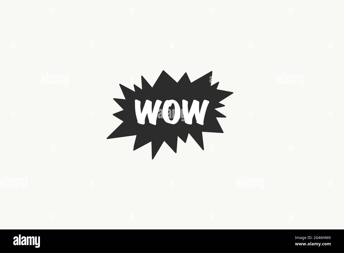 Eye-catching black and white cartoon explosion "WOW" icon banner ...