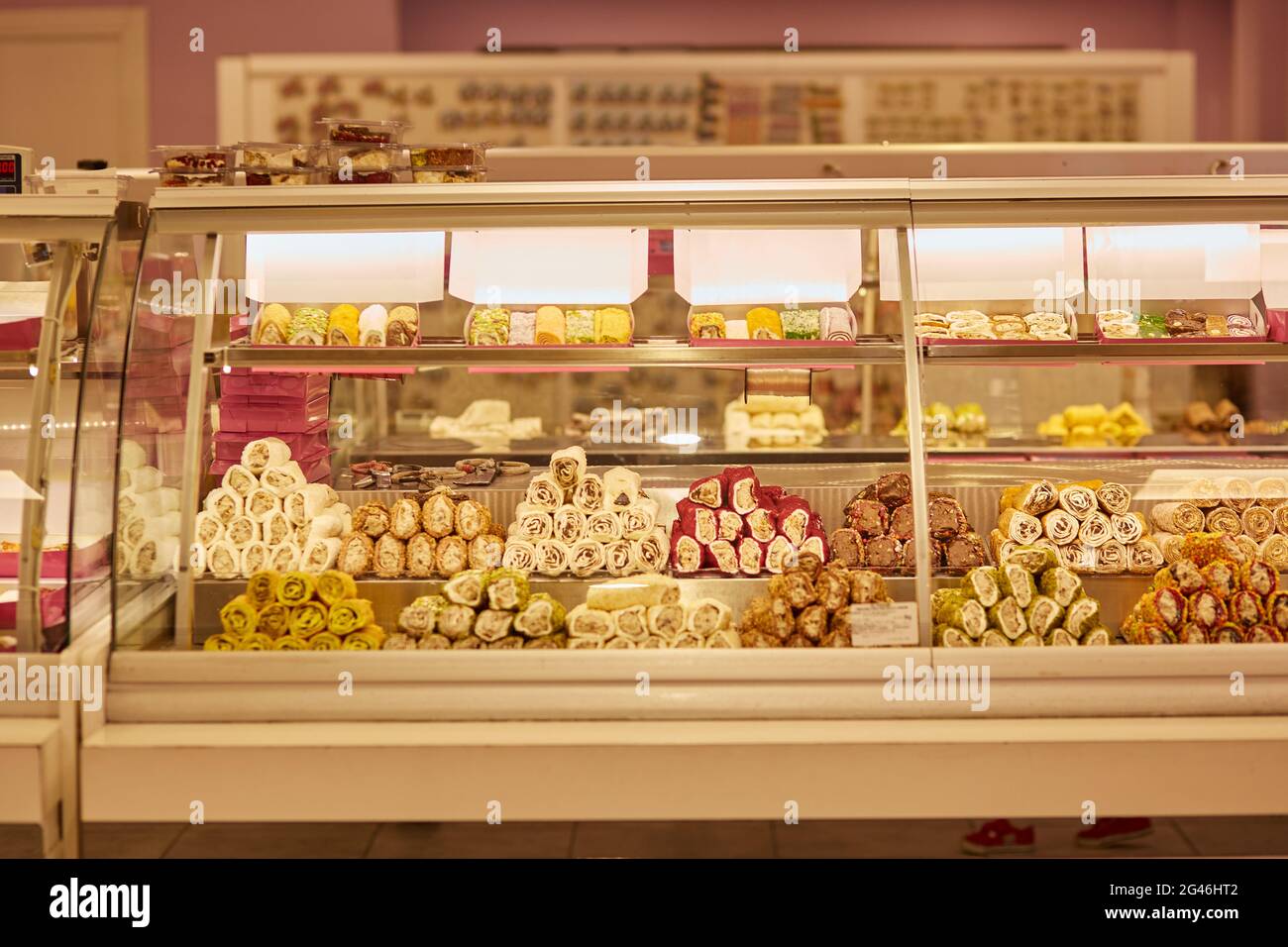 Large selection of Turkish delight in the store. An assortment of ...