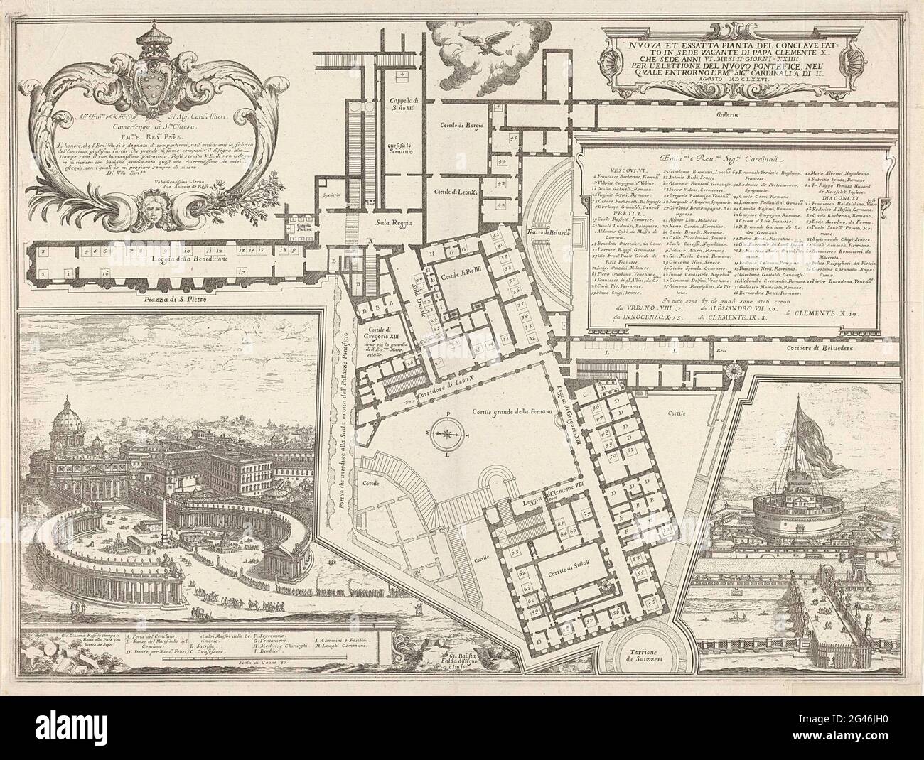 Ground plan of conclave and faces on Rome. A map of the Vatican during ...