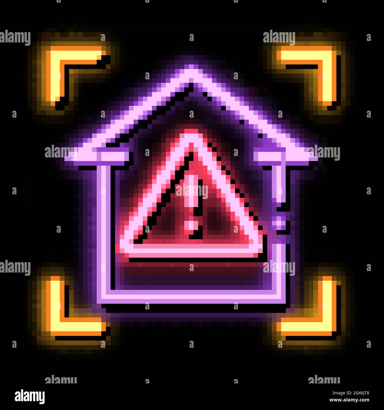 unsafe home detection neon glow icon illustration Stock Vector Image ...
