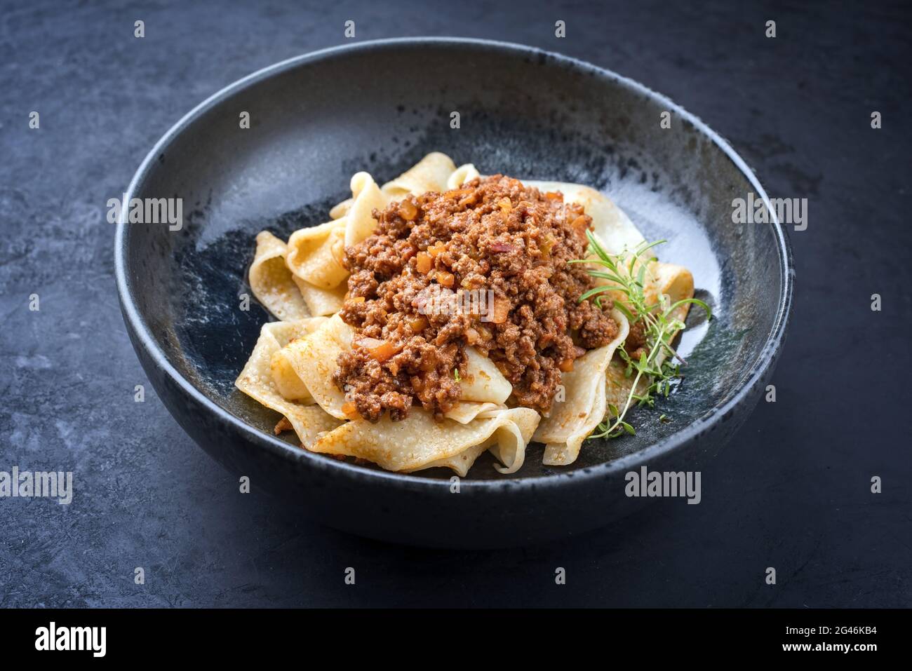 Modern style traditional Italian ragu alla bolognese sauce with ...