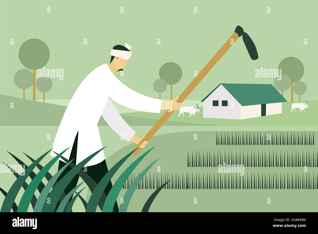 Man in rice paddy Stock Vector Images - Alamy