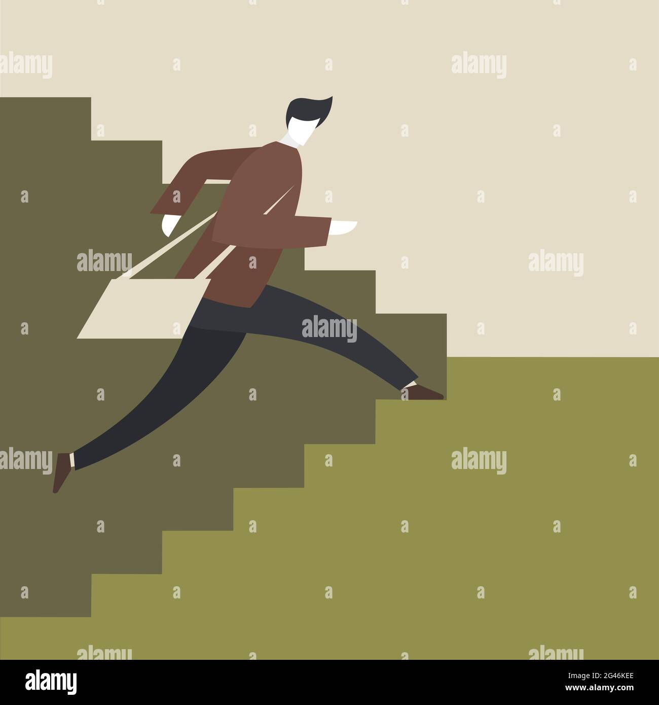 Illustration of a man climbing up the steps with speed Stock Vector ...
