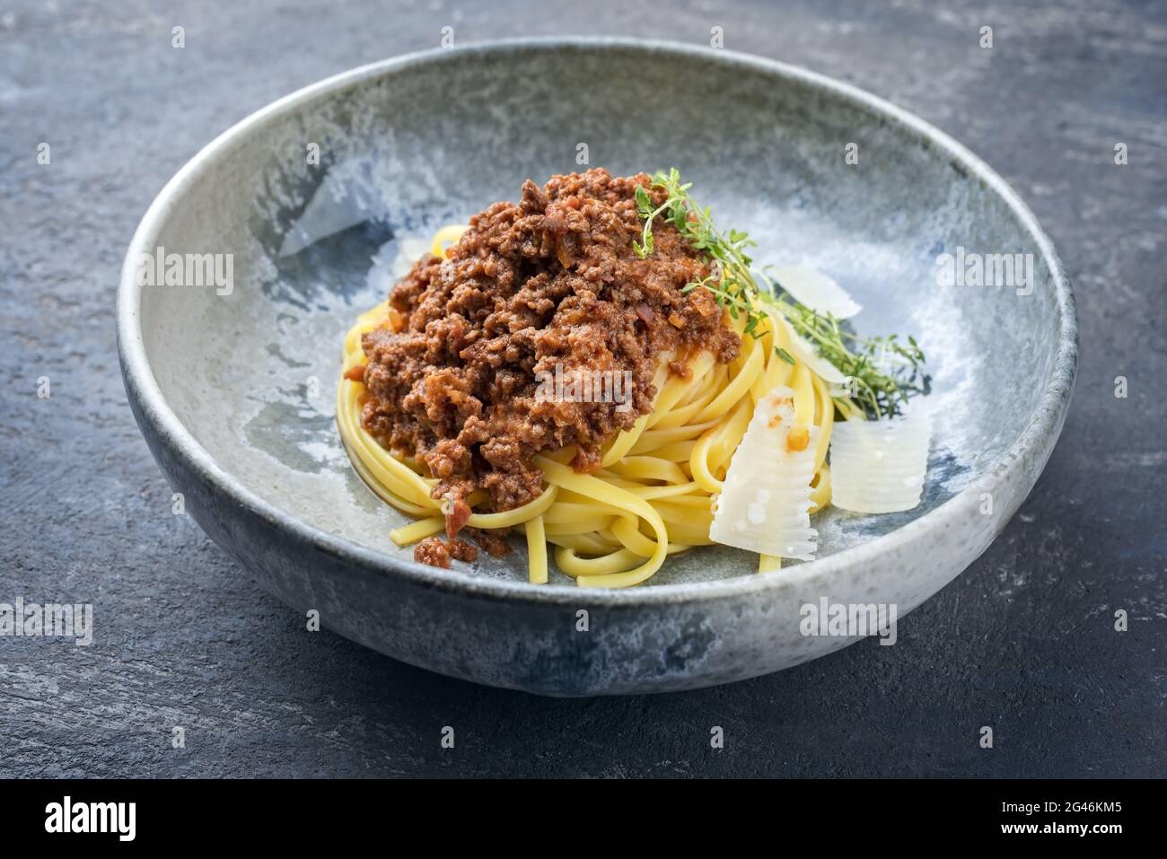Modern style traditional Italian ragu alla bolognese sauce with ...