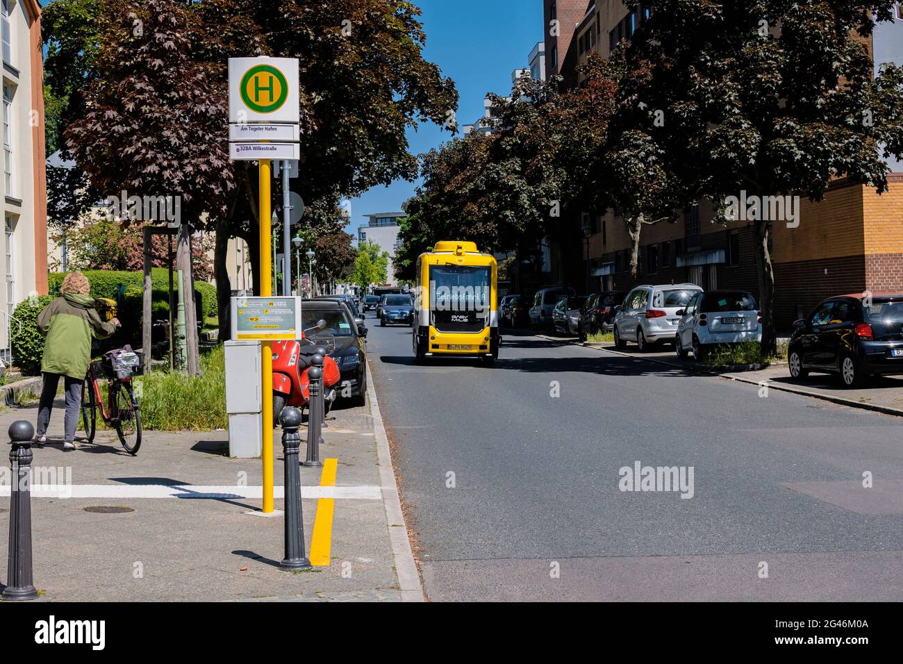 Berlin, Germany - May 31, 2021: Experimental self-driving minibus of ...