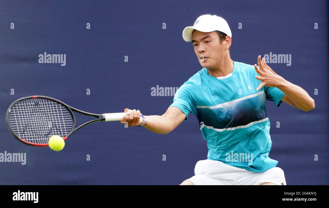 Kwon Soon-woo during his qualifying match against Alastair Gray on day ...
