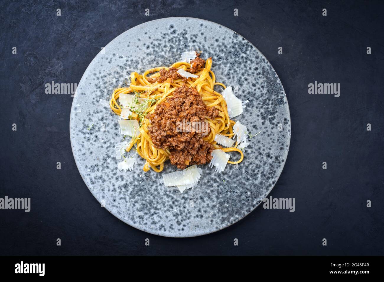 Modern style traditional Italian ragu alla bolognese sauce with ...