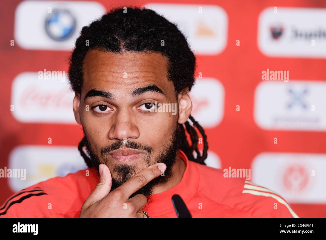 Belgium's Jason Denayer pictured during a press meeting of the Belgian ...
