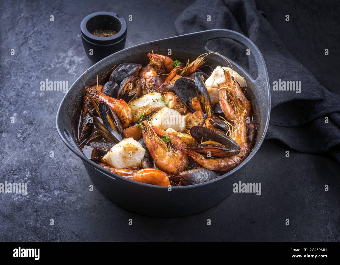 Traditional French seafood bouillabaisse with fish Stock Photo - Alamy