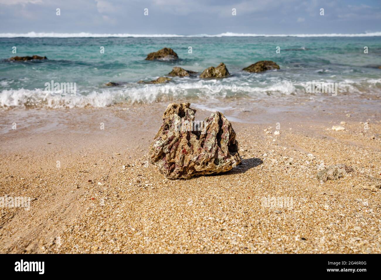 Gunung Payung Beach, Bukit, Bali, Indonesia. Turquoise water, rocks ...