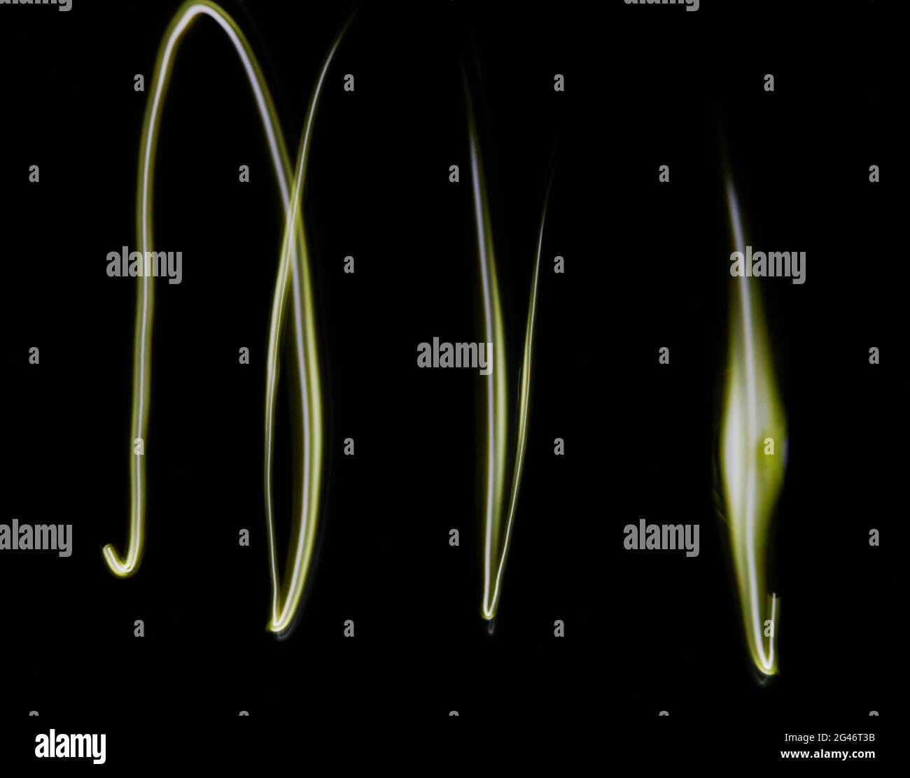 Yellow futuristic neon light line isolated on black background Stock ...