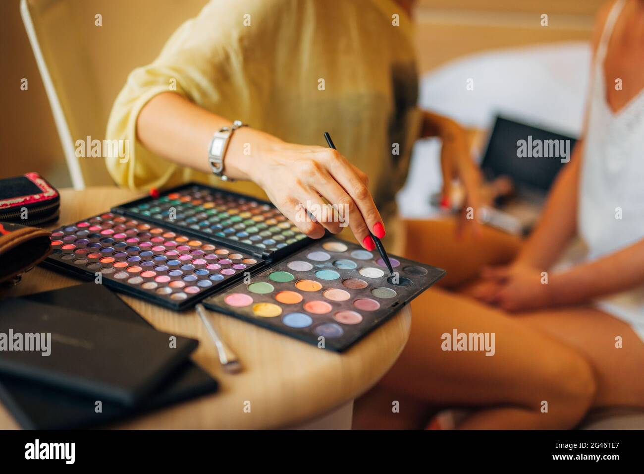 Case makeup artist. A set of brushes, powder, foundation. Tools Stock ...