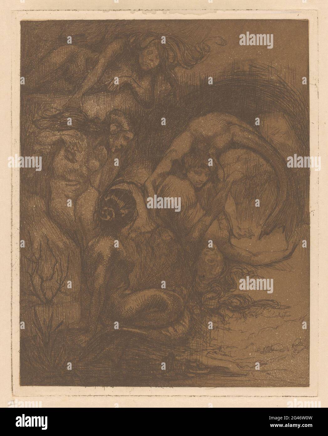 Five mermaids; Fantastic composition with mermaids. A group of five ...