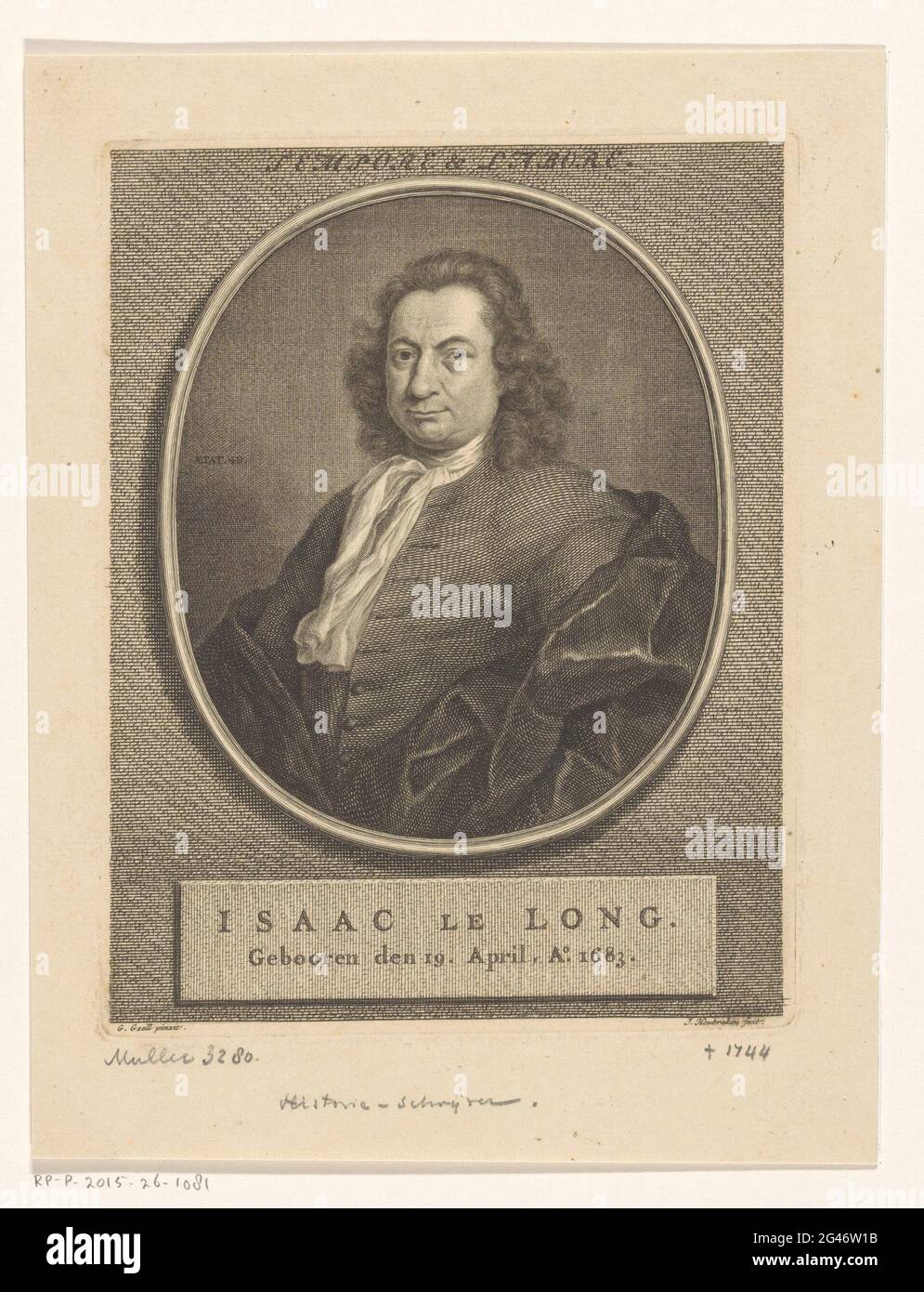 Portrait of Le Long Izaak. Portrait of the historian and writer Izaac ...
