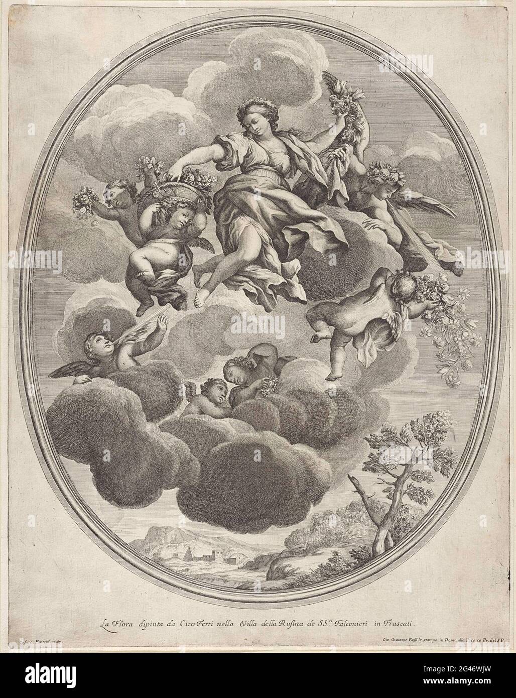 Flora. Flora, the goddess of the flowers, floating between the clouds ...