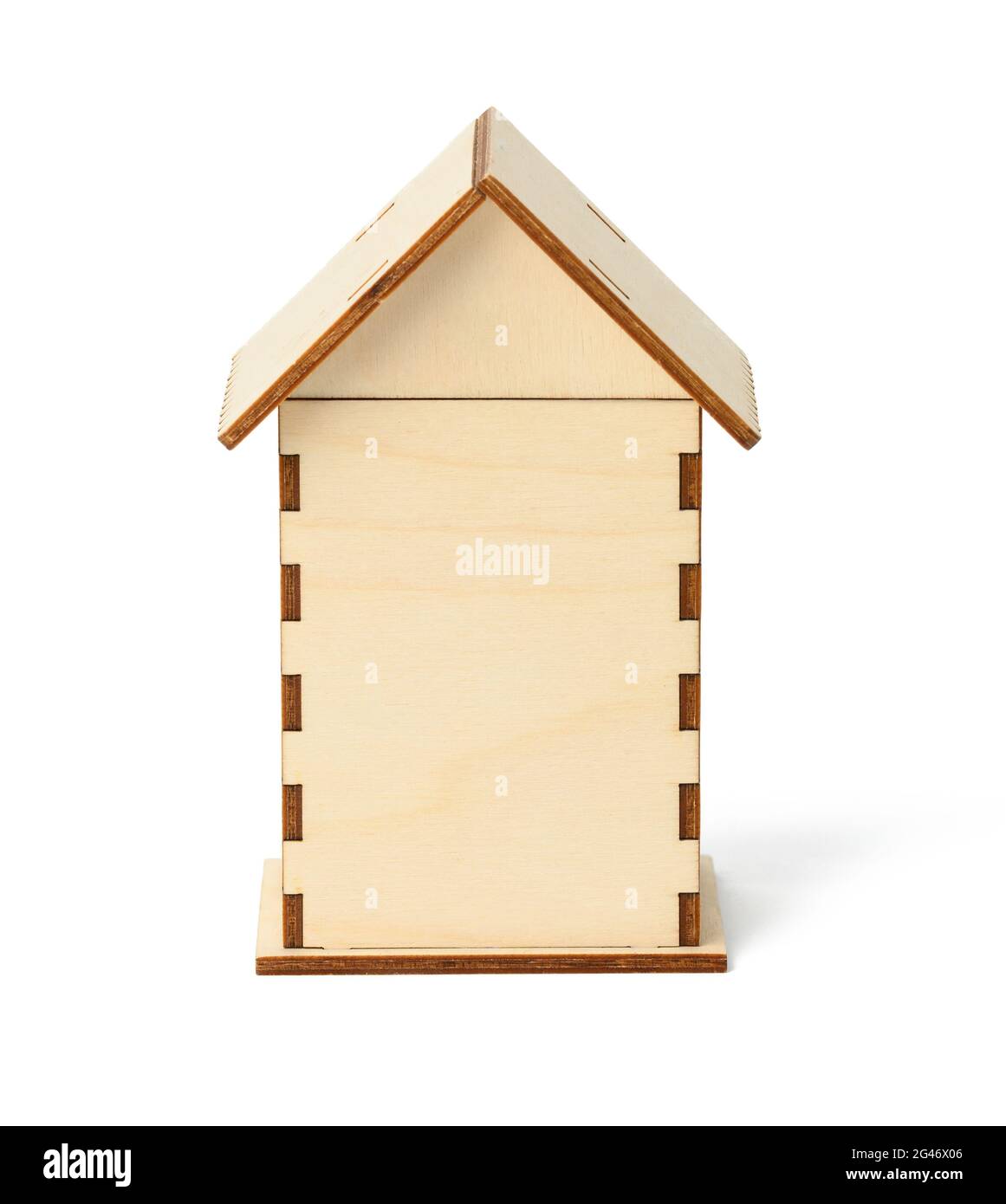 Wooden house with a roof isolated on a white background. ecological ...