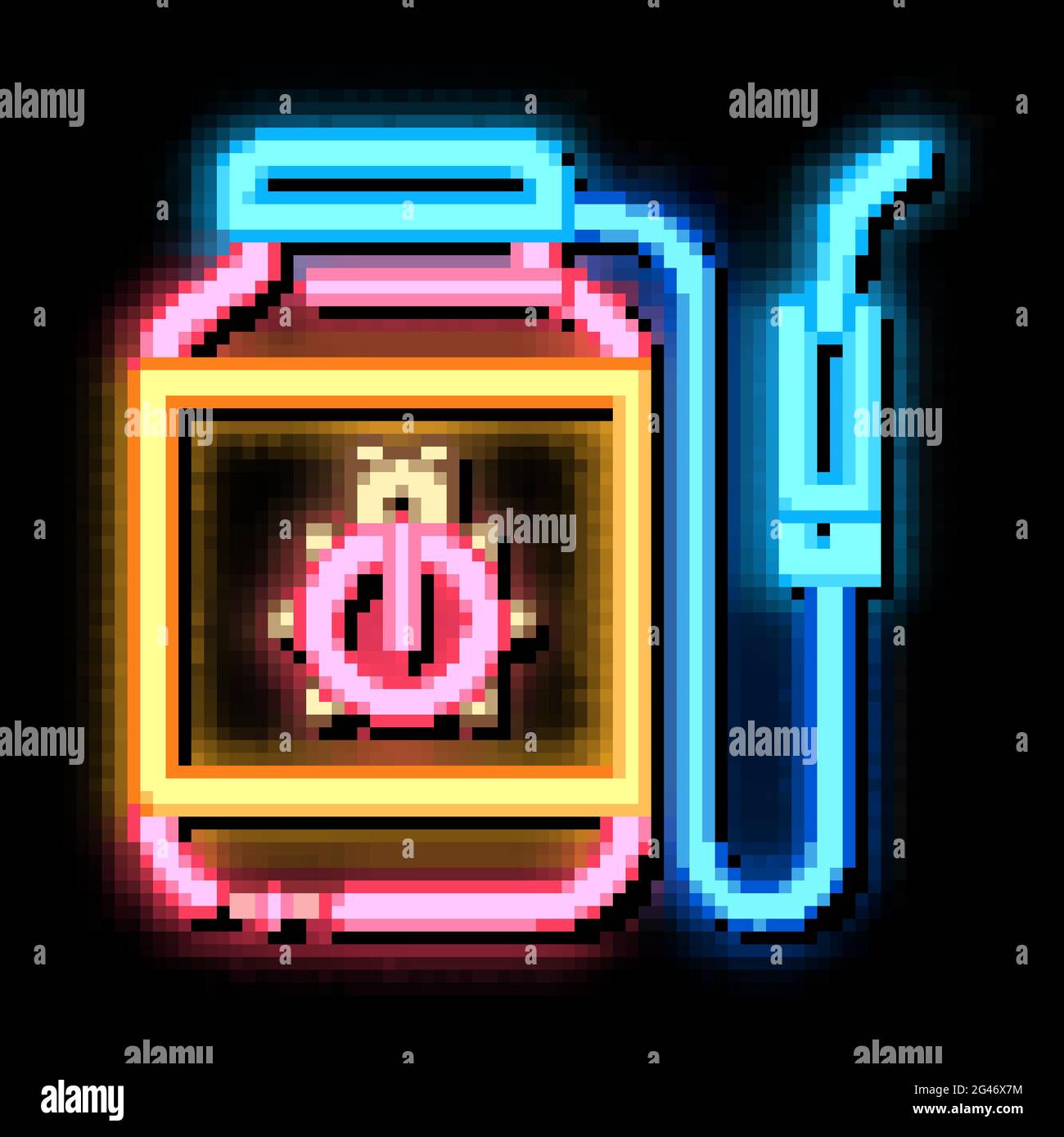 portable poison tank for beetles neon glow icon illustration Stock ...
