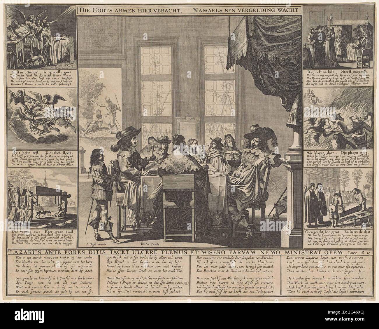 Lazarus and the rich man; Who despised Godts arms here, Namaels Syn ...