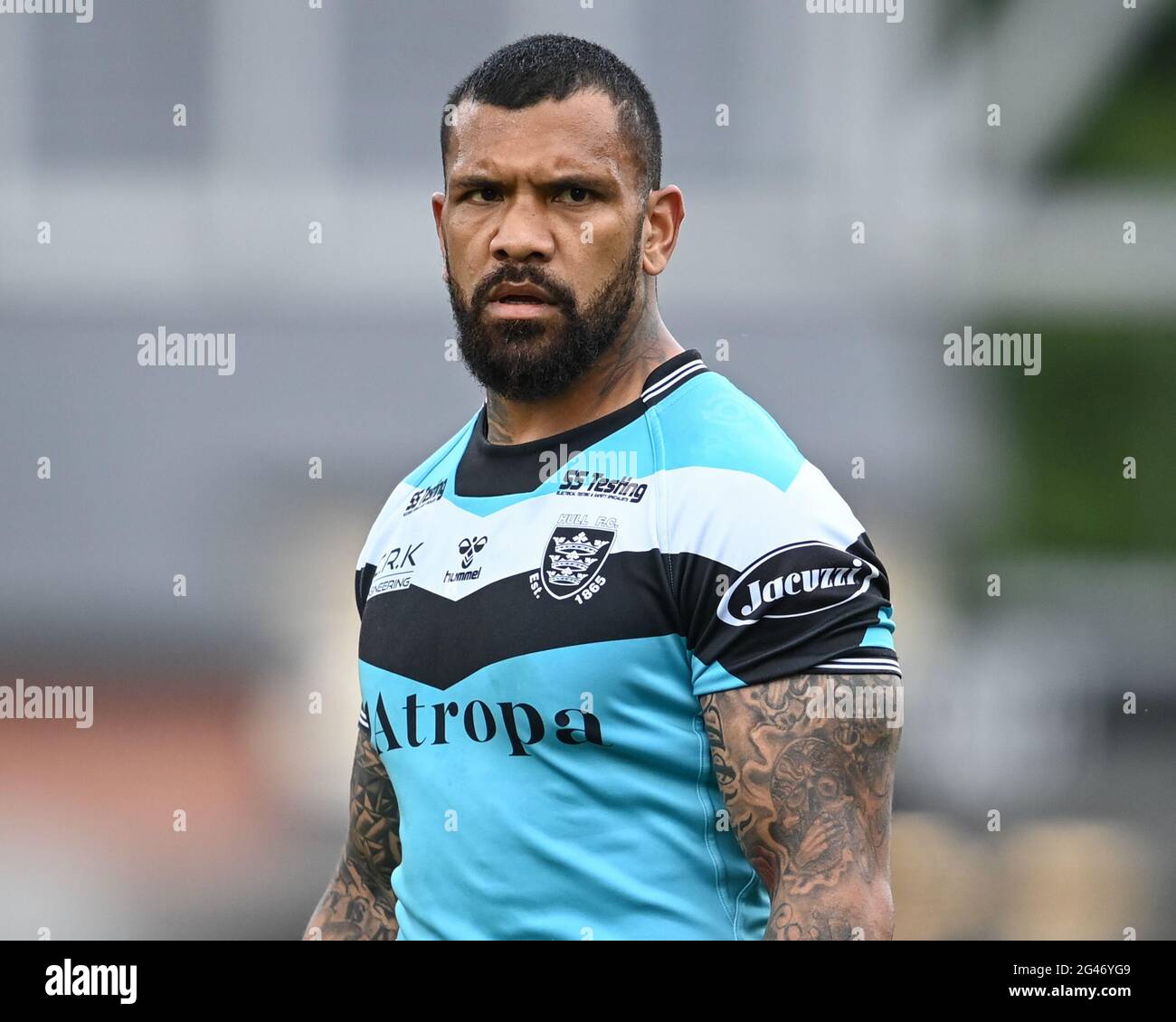 Manu Ma'u (12) of Hull FC during pre-game warm up Stock Photo - Alamy