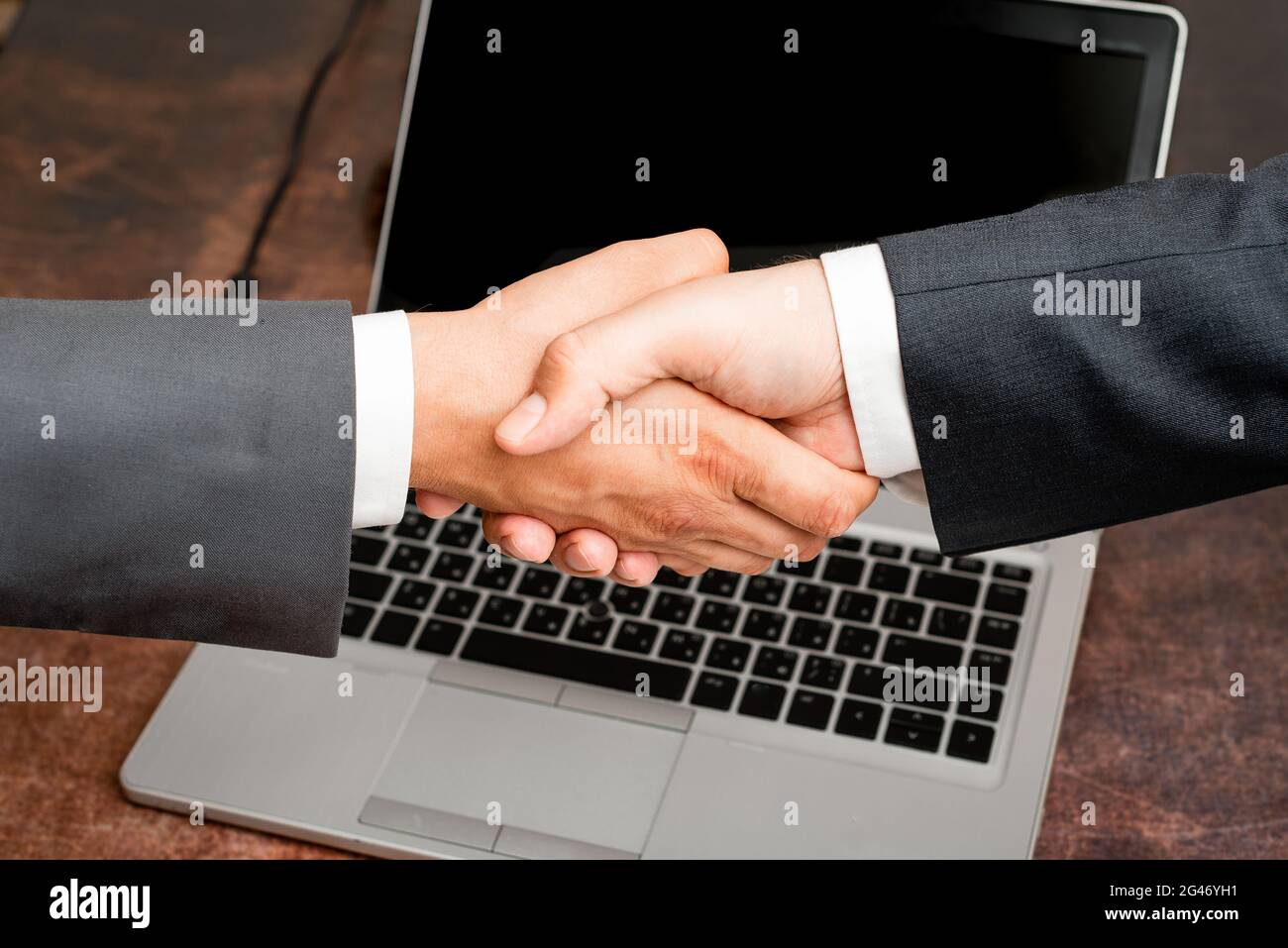 Corporate Businessmen Handshake Indoors.Two People Professionally Well ...