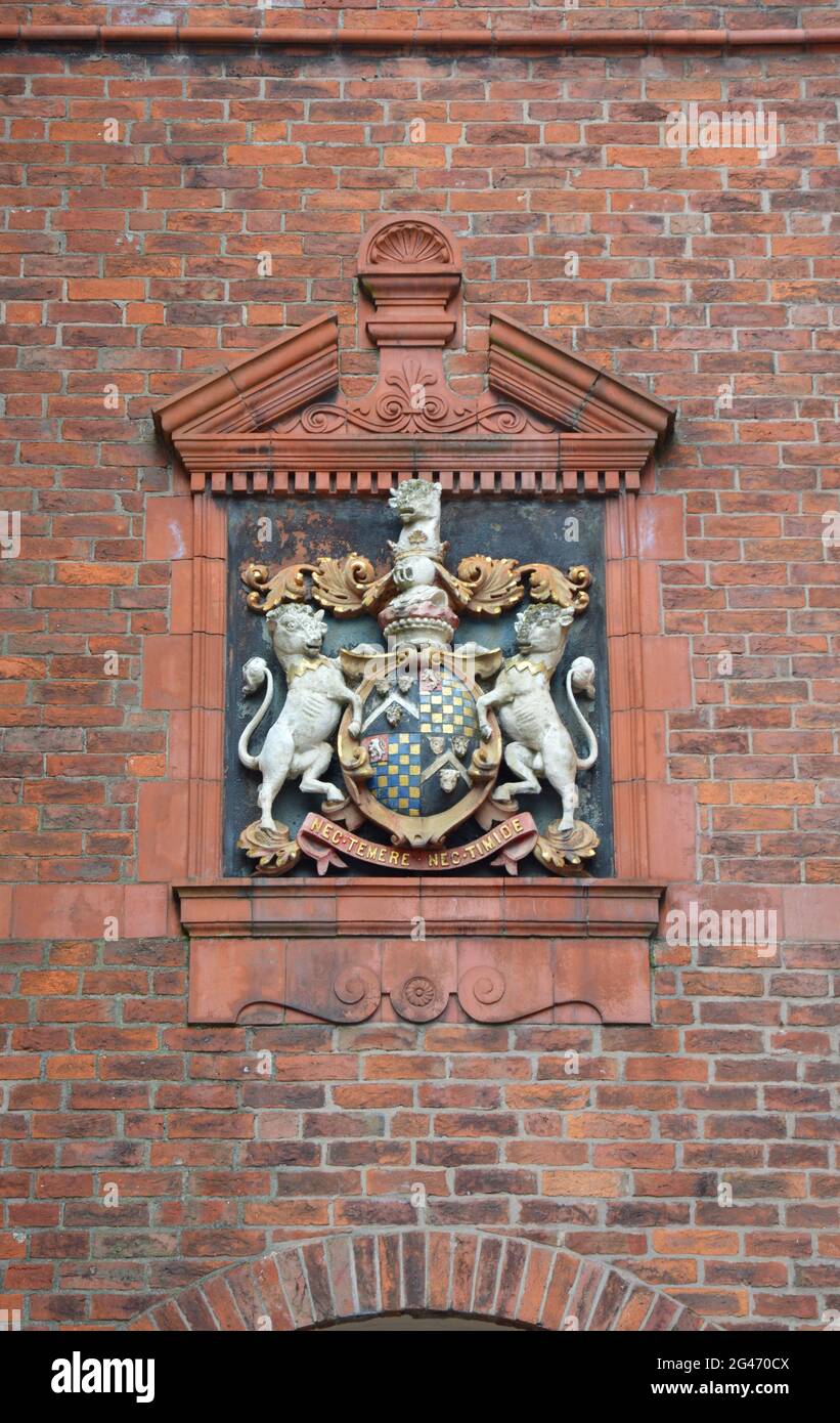 Crest on building, Stockport Stock Photo - Alamy