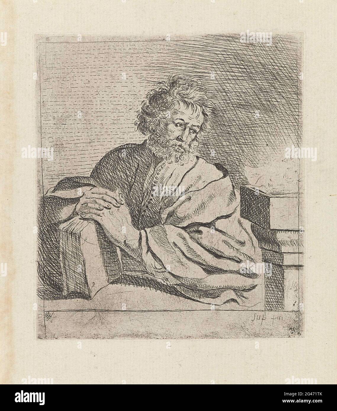 Evangelist Lucas. The Evangelist Lucas, with his hands leaning on a ...