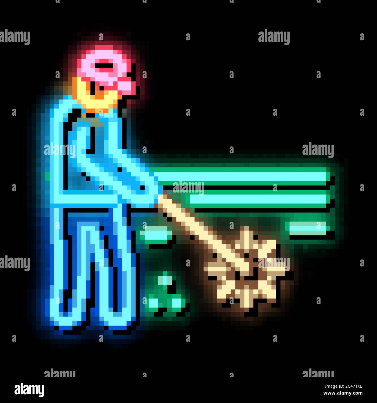 garden worker with tool neon glow icon illustration Stock Vector Image ...