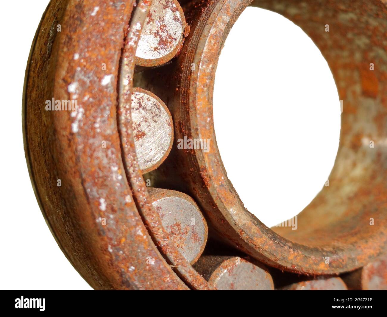 Closeup shot of a rusty ball bearing isolated on white background Stock ...