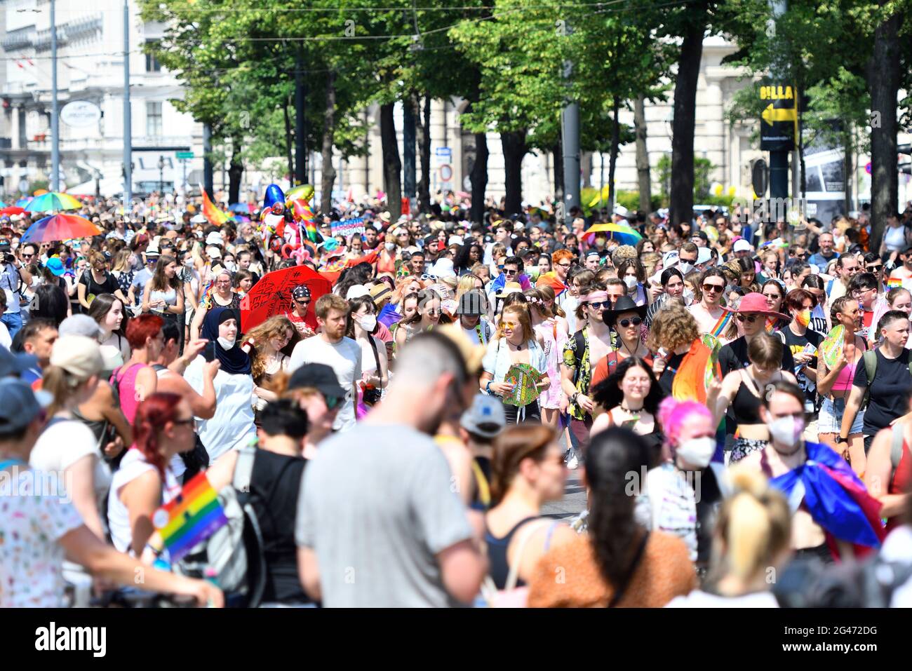 Vienna, Austria. 19th June, 2021. For the 25th time the rainbow parade ...