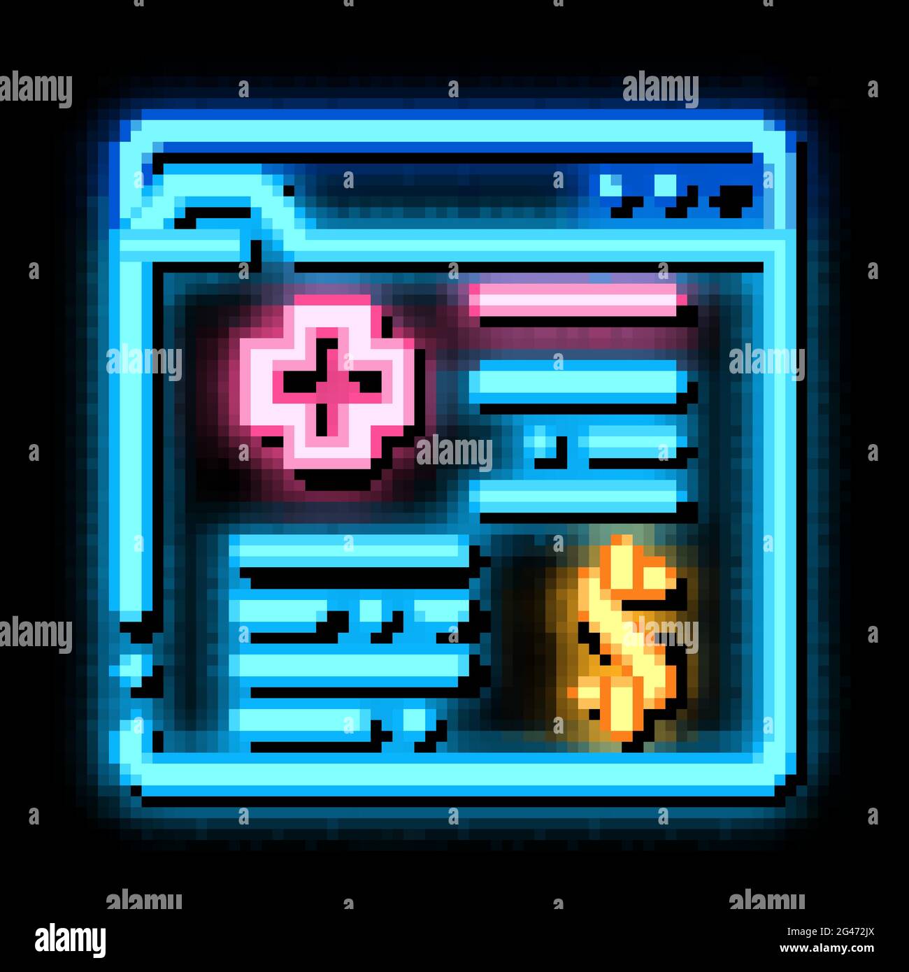 medical card in paid hospital neon glow icon illustration Stock Vector ...