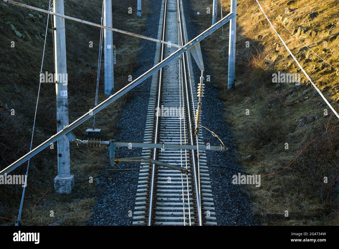 Bird's-eye view of train rails in Georgia Stock Photo - Alamy