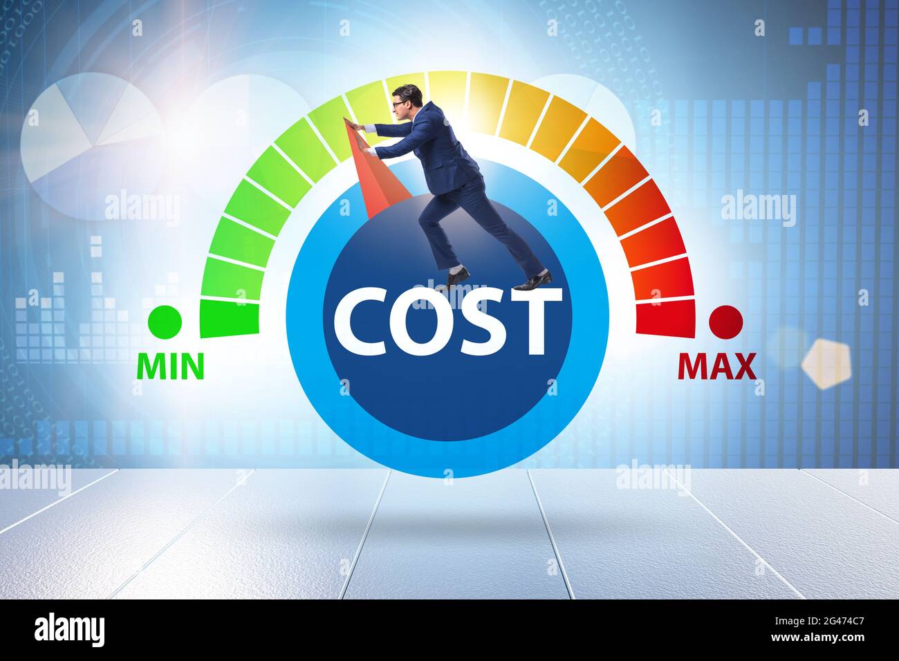 Cost management concept with the businessman Stock Photo - Alamy